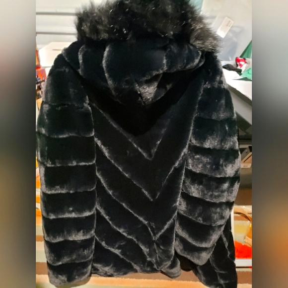 Calvin Klein | Jackets & Coats | Calvin Klein Black Faux Fur Coat W ...